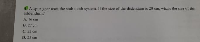 Solved A spur gear uses the stub tooth system. If the size | Chegg.com
