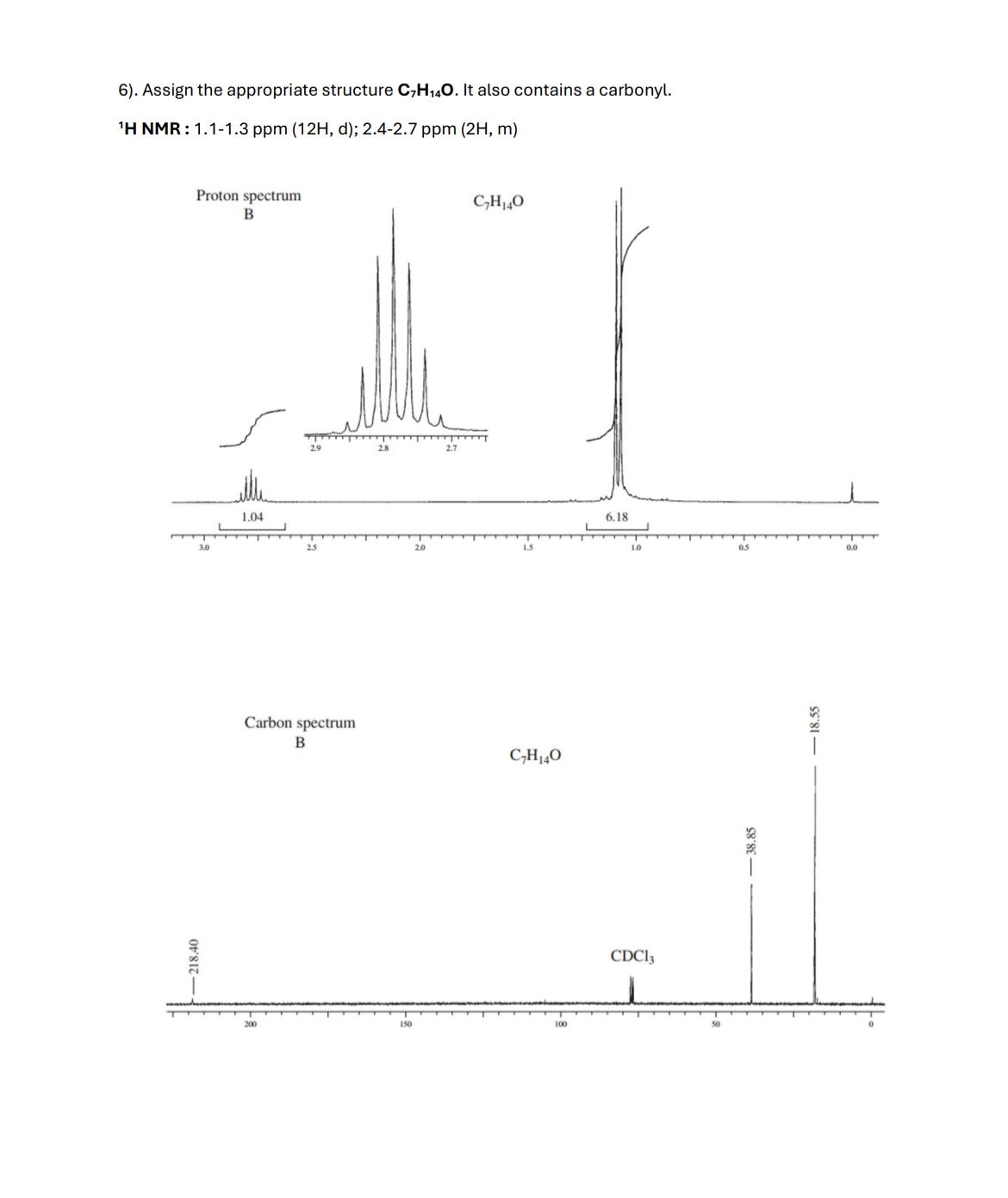 Solved . ﻿Assign the appropriate structure C7H14O. It ﻿also | Chegg.com