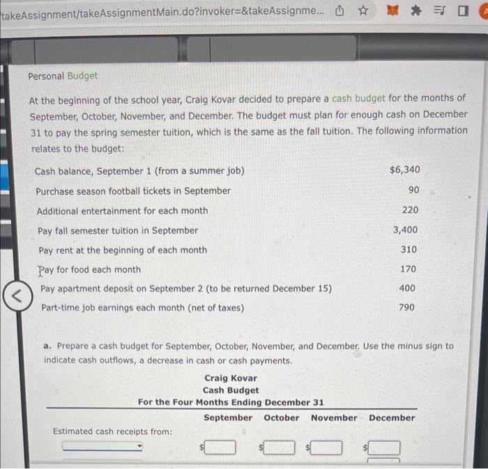 Solved At the beginning of the school year, Craig Kovar | Chegg.com