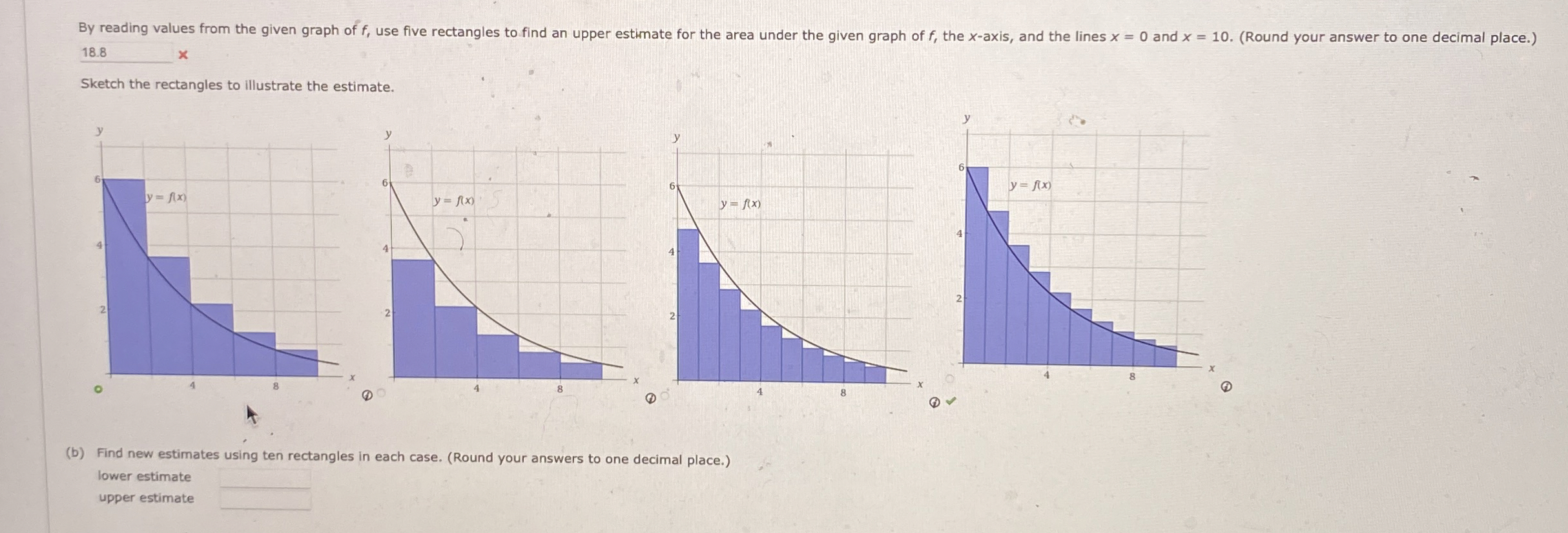 Solved Unless specified, all approximating rectangles are | Chegg.com