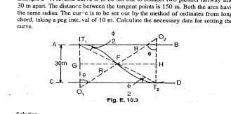 Solved A reverse curve is to be set out to connect two | Chegg.com