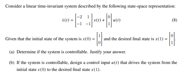 Solved Consider a linear time-invariant system described by | Chegg.com