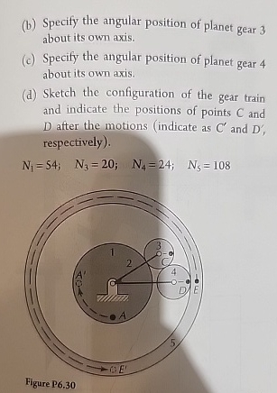 Solved (b) ﻿Specify the angular position of planet gear 3 | Chegg.com