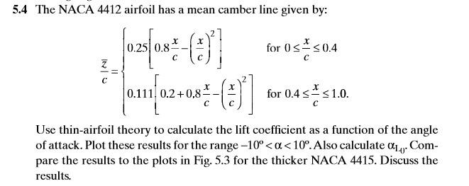 Solved 5.4 The NACA 4412 airfoil has a mean camber line | Chegg.com