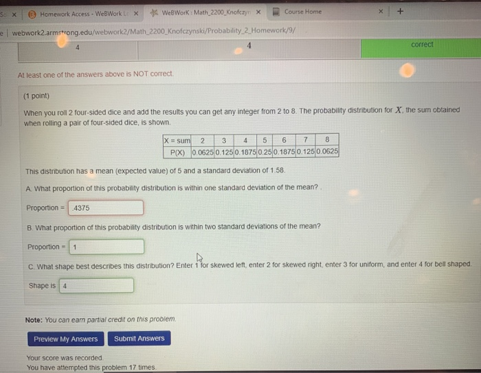 Solved WeBWork: Math 2200 Knofezyn X Course Home Homework | Chegg.com
