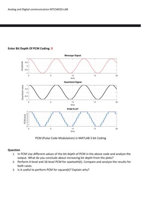 Solved 1. In PCM Use different values of the bit depth of | Chegg.com
