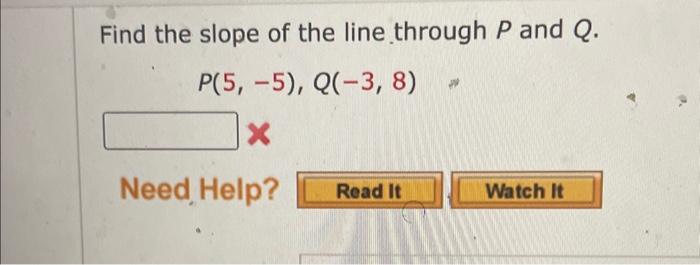 Solved Find the slope of the line through P and Q. | Chegg.com