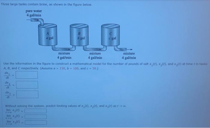 Solved Three large tanks contain brine, as shown in the | Chegg.com