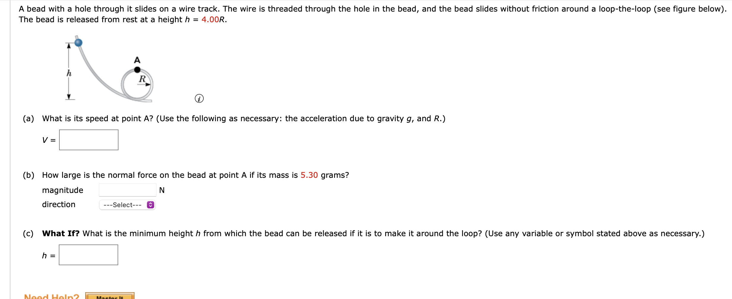 Solved The bead is released from rest at a height | Chegg.com