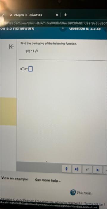Solved Find the derivative of the following function. | Chegg.com