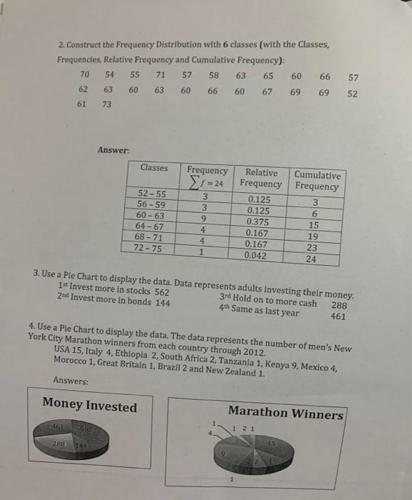 Solved 2. Construct the Frequency Distribution with 6 | Chegg.com