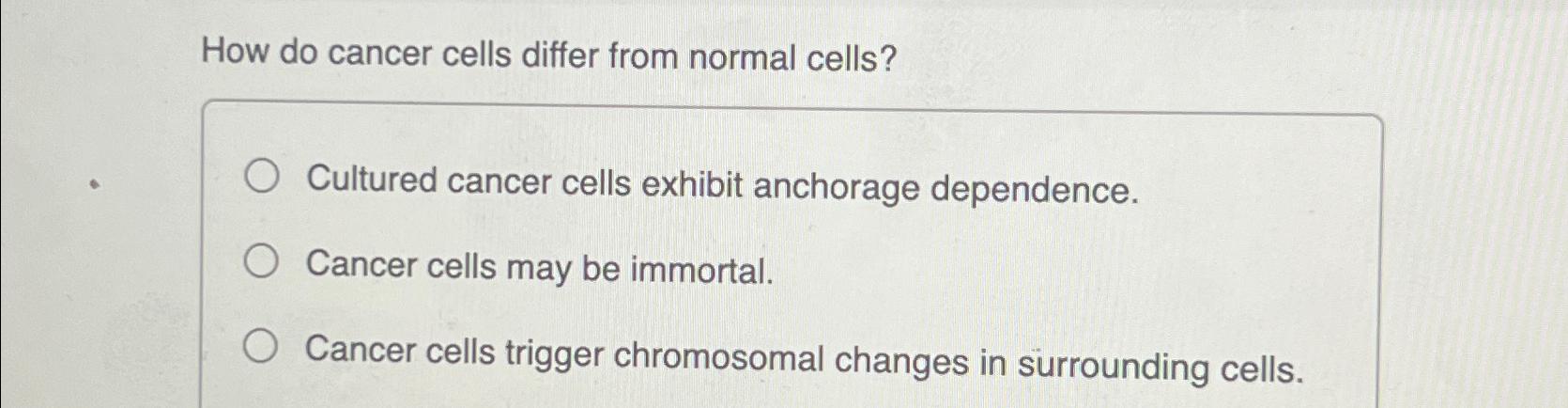 Solved How do cancer cells differ from normal cells?Cultured | Chegg.com