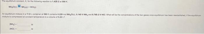 Solved The equibrium constant, K, for the folowing reaction | Chegg.com