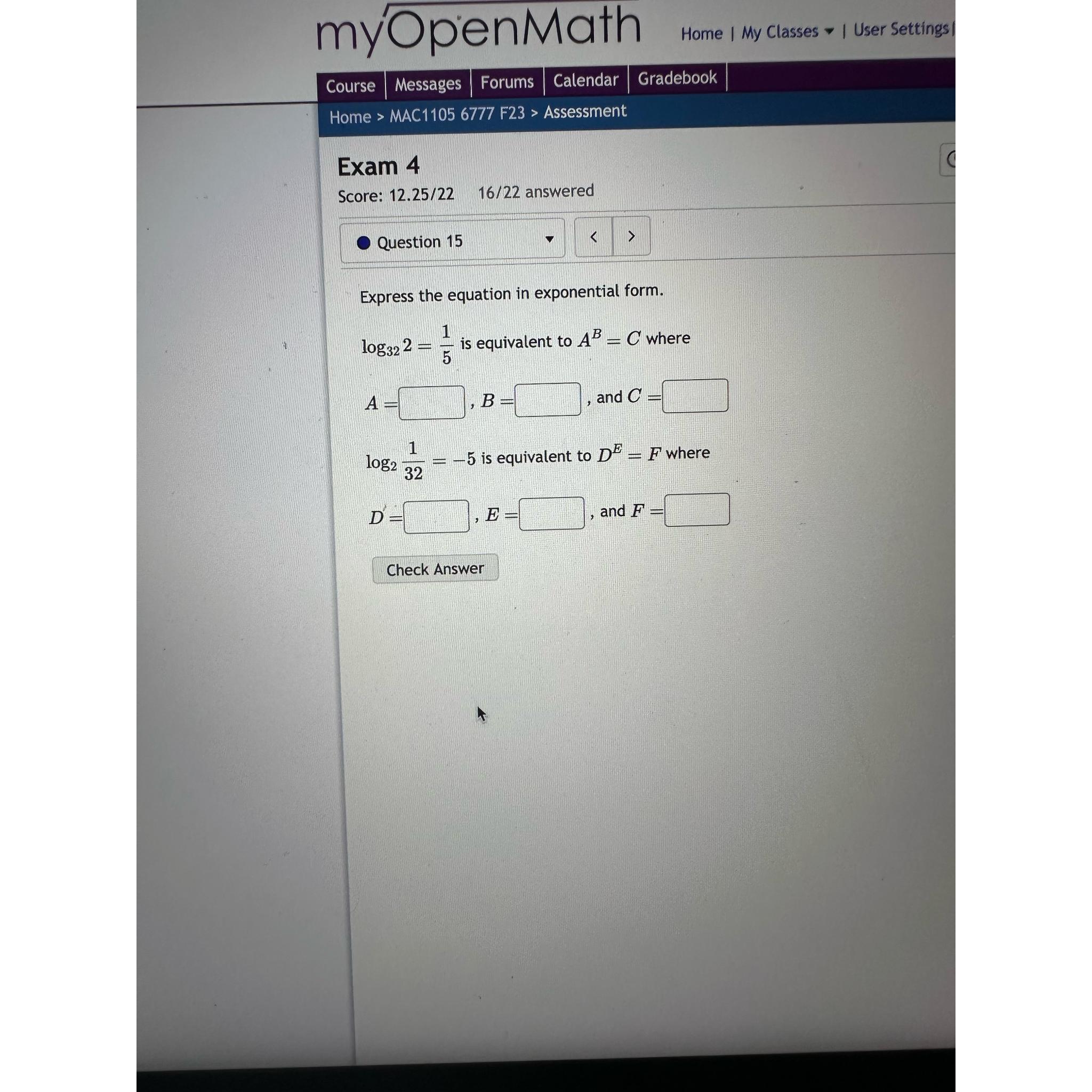 Solved myOpenMath Home I My classes =1 ﻿user | Chegg.com