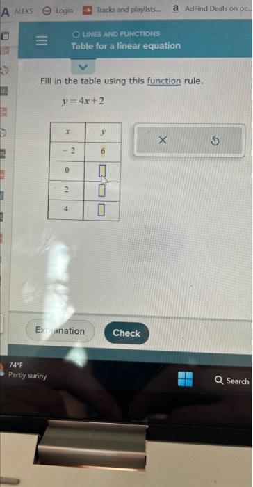 Solved Fill in the table using this function rule. y=4x+2 | Chegg.com