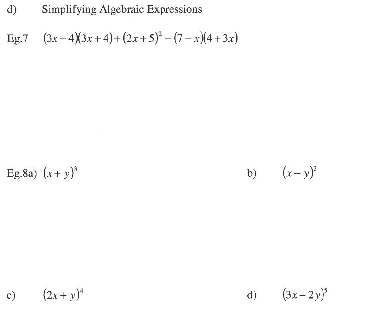 Solved d) ﻿Simplifying Algebraic Expressions, explain the | Chegg.com