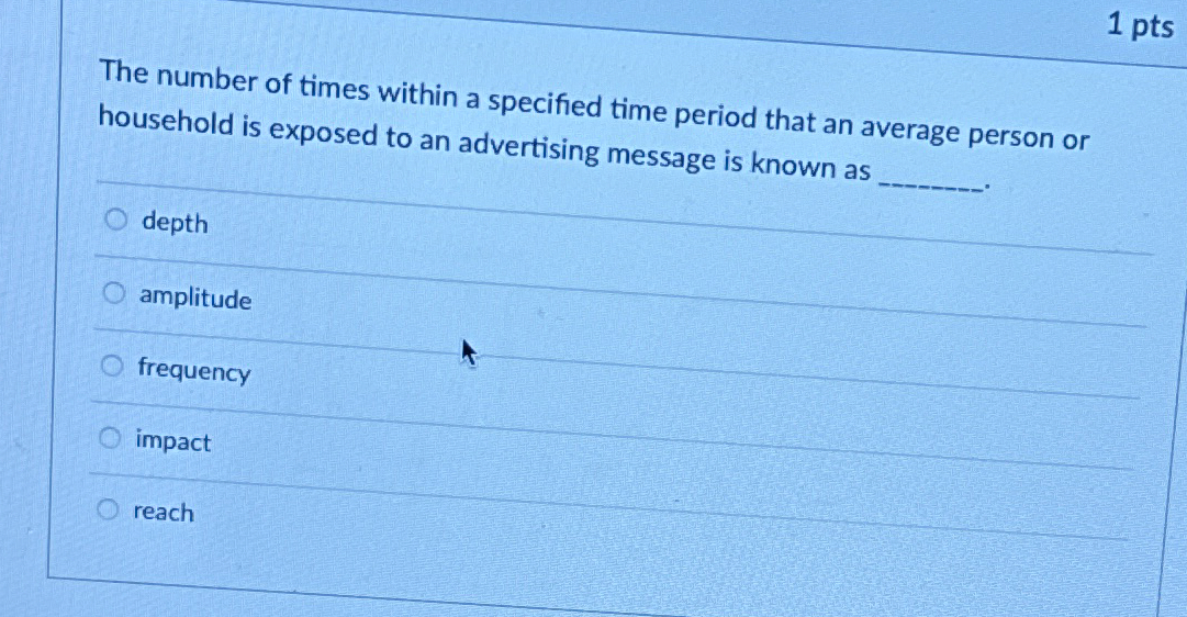 Solved 1 ﻿ptsThe number of times within a specified time | Chegg.com