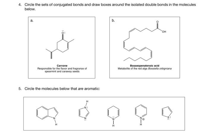Solved 4. Circle the sets of conjugated bonds and draw boxes | Chegg.com
