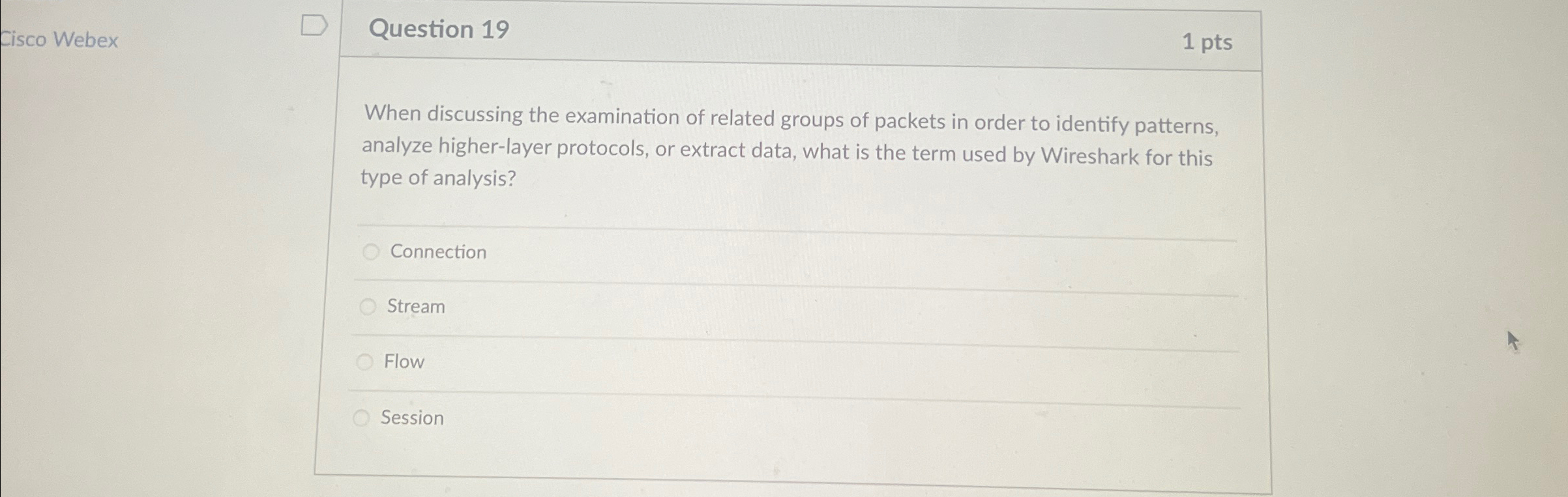 Solved Cisco WebexQuestion 191 ﻿ptsWhen discussing the | Chegg.com
