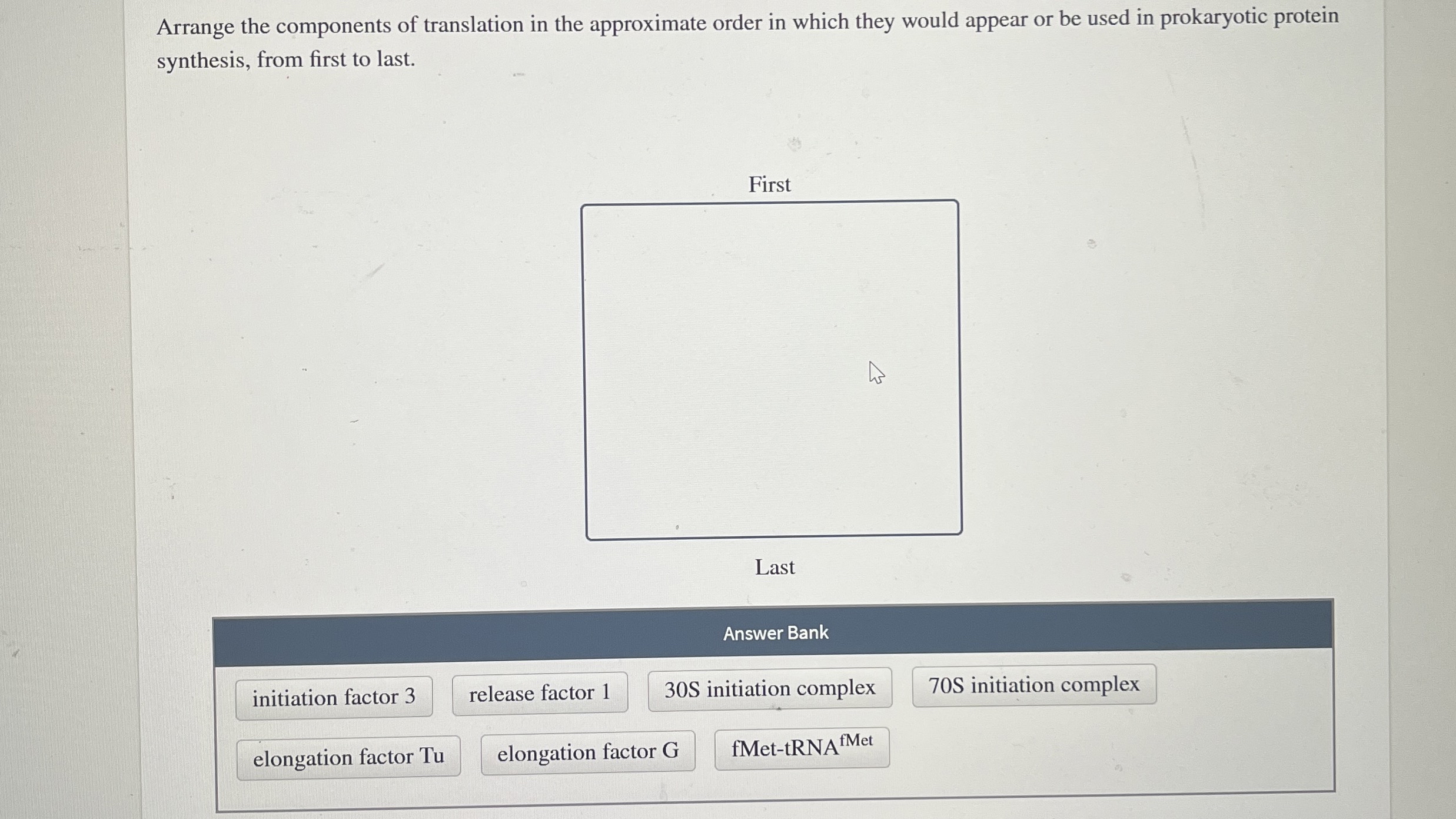 Solved Arrange the components of translation in the | Chegg.com