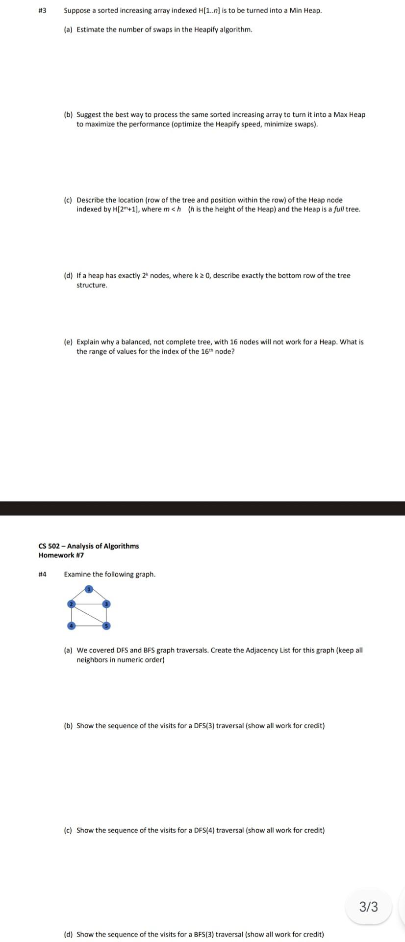 Solved \#3 Suppose a sorted increasing array indexed H[1..n] | Chegg.com