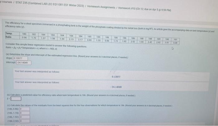 Solved coUrSEs / STAT 235 (Combined LAB LEC EQ1 ER1 ESI | Chegg.com