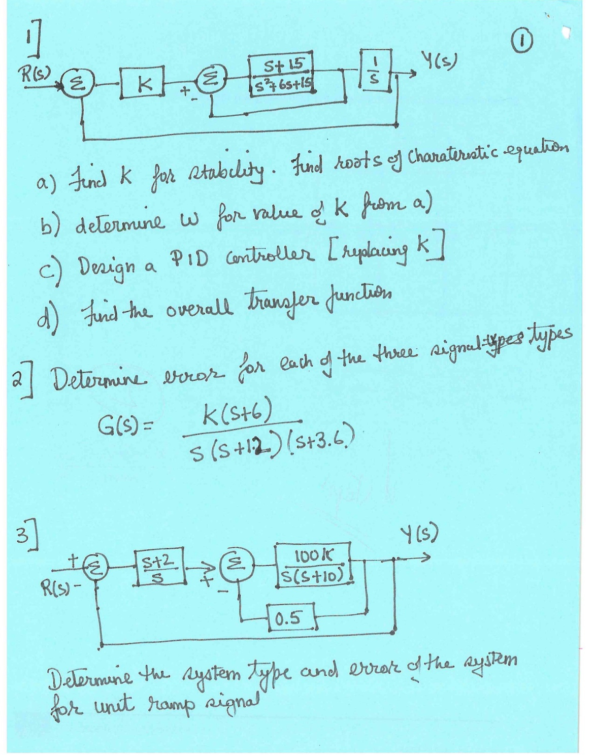 Solved (1)a) ﻿Find k ﻿for stability. Find roots of | Chegg.com