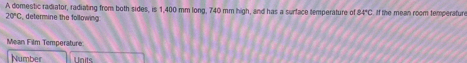 Solved A domestic radiator, radiating from both sides, is | Chegg.com