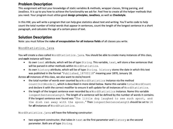Solved Problem Description This assignment will test your | Chegg.com