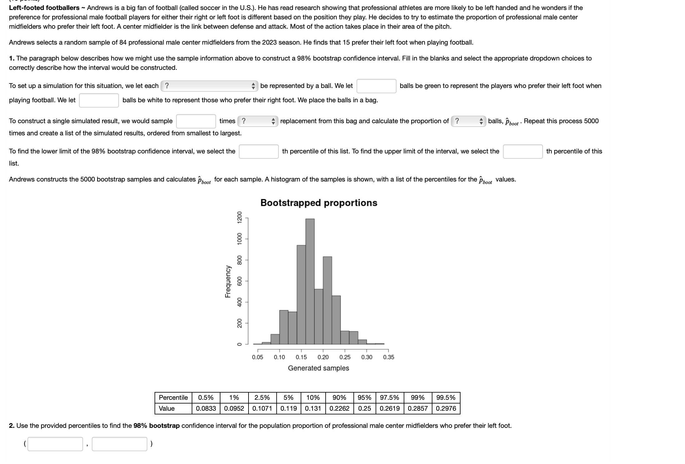 Solved Andrews constructs the 5000 ﻿bootstrap samples and | Chegg.com