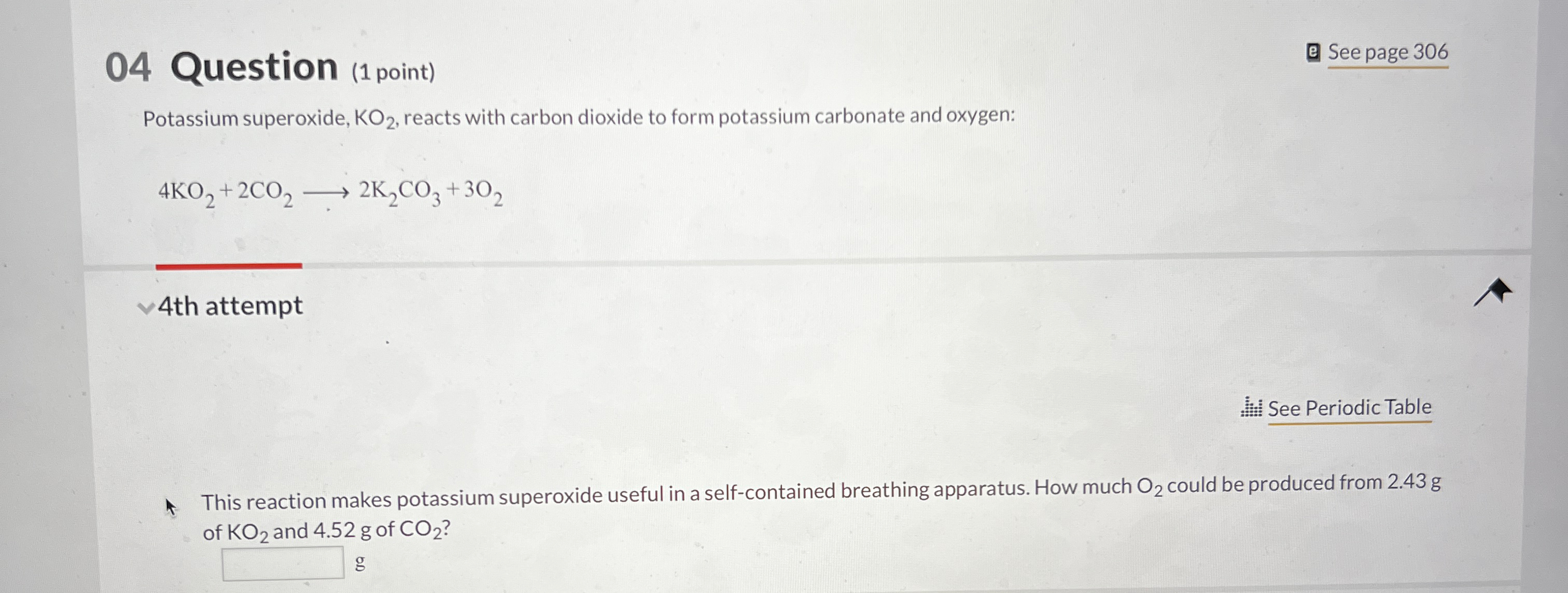 Solved 04 ﻿Question (1 ﻿point)See page 306Potassium | Chegg.com