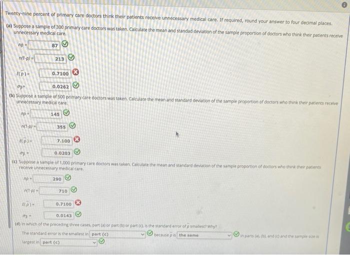 Solved Twenty-nine percent of primary care doctors think | Chegg.com