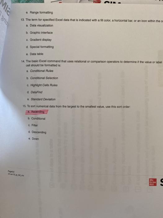 Solved etting Data Chapter 4 Excel: Formatting, Organizing, | Chegg.com