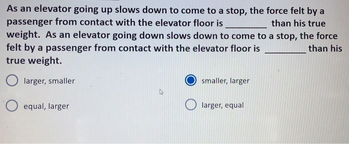 Solved As an elevator going up slows down to come to a stop, | Chegg.com