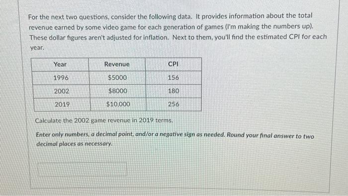 Solved For the next two questions, consider the following | Chegg.com