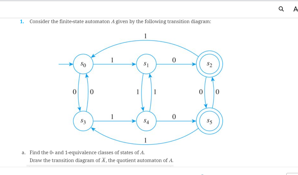 Consider the finite-state automaton A given by the | Chegg.com