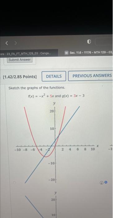 Solved Sketch the graphs of the functions. f(x)=−x2+5x and | Chegg.com