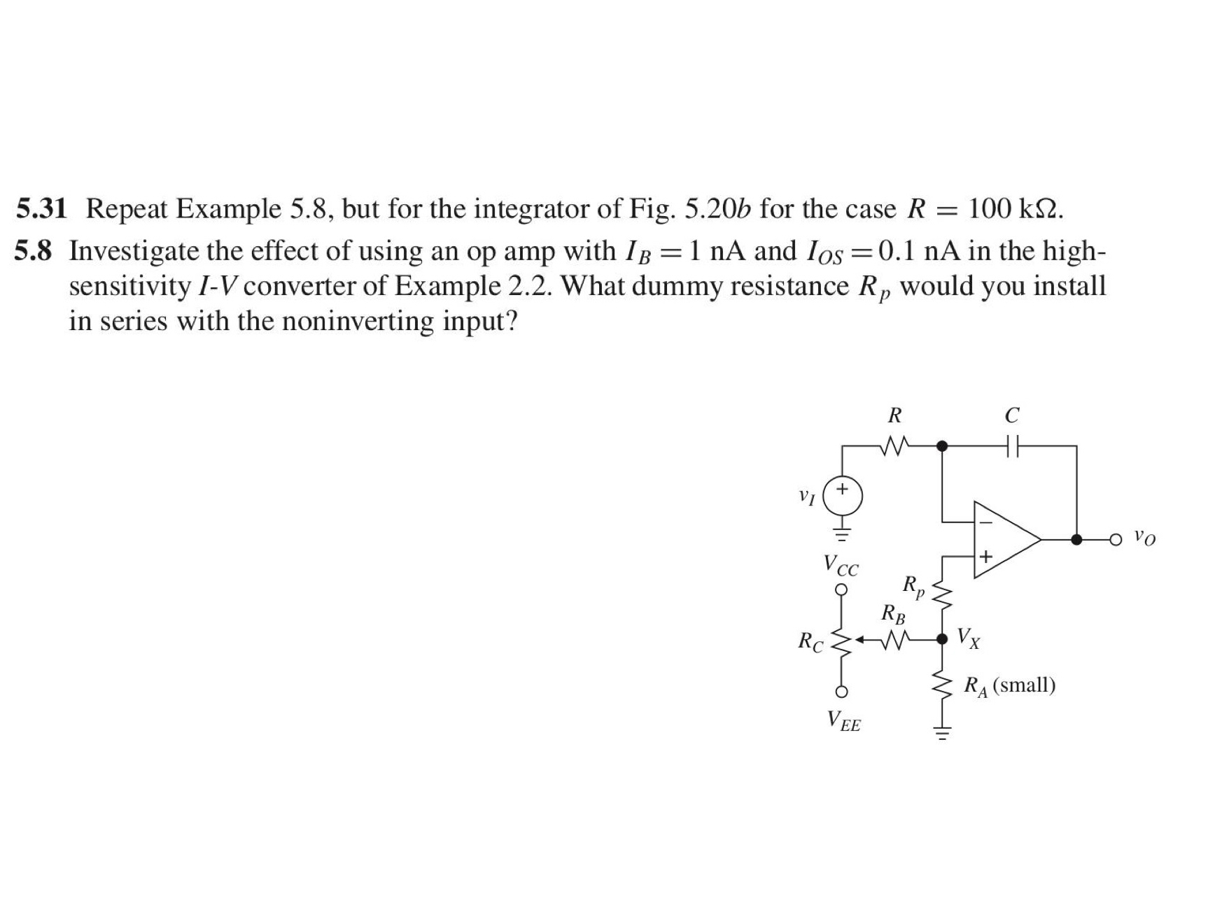 Solved 5.31 ﻿Repeat Example 5.8, ﻿but for the integrator of | Chegg.com