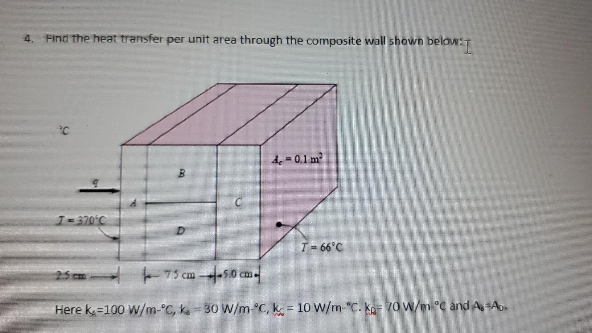 Solved 4. Find the heat transfer per unit area through the | Chegg.com