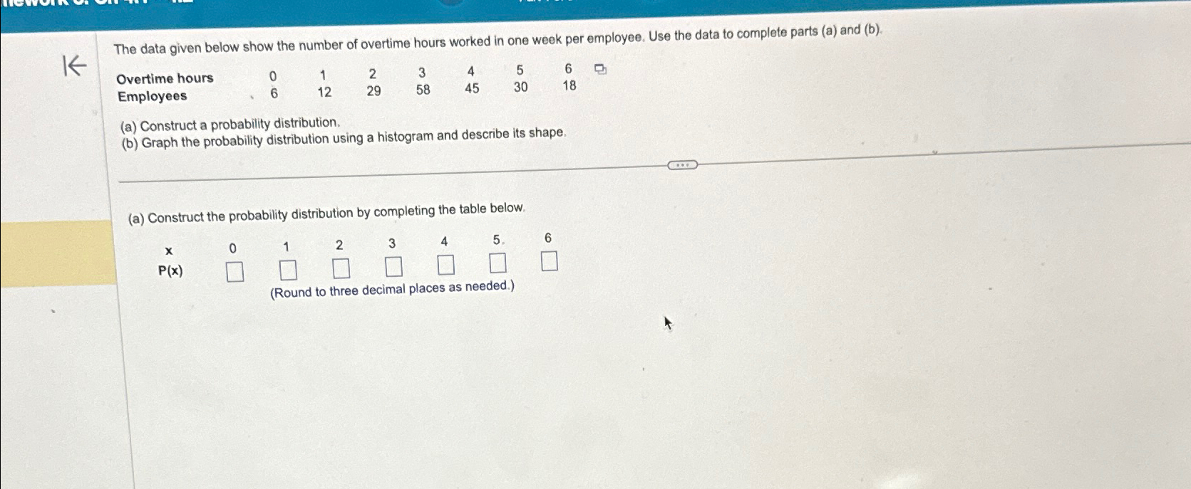 Solved The data given below show the number of overtime | Chegg.com