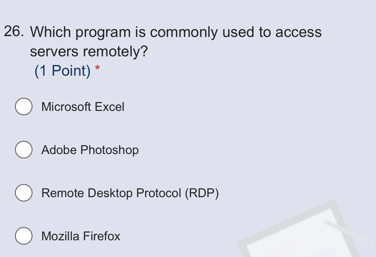 Solved Which program is commonly used to access servers | Chegg.com