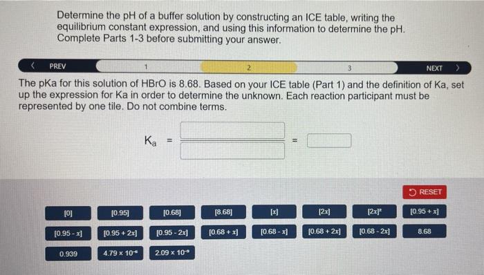 Solved Determine the pH of a buffer solution by constructing | Chegg.com
