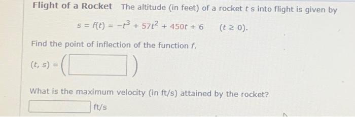 Solved Flight of a Rocket The altitude (in feet) of a rocket | Chegg.com
