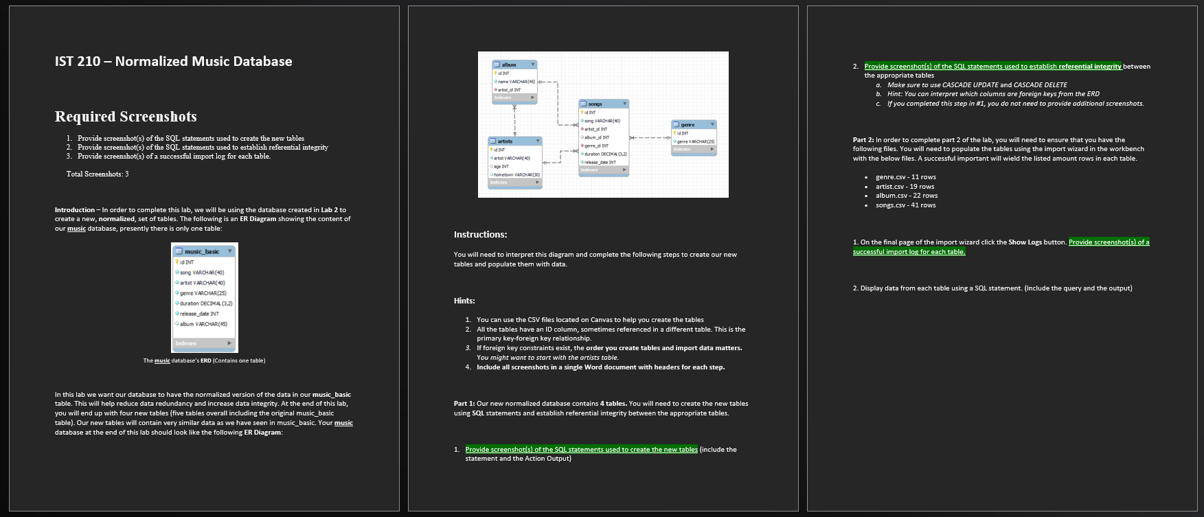 Solved IST 210 - ﻿Normalized Music DatabaseRequired | Chegg.com