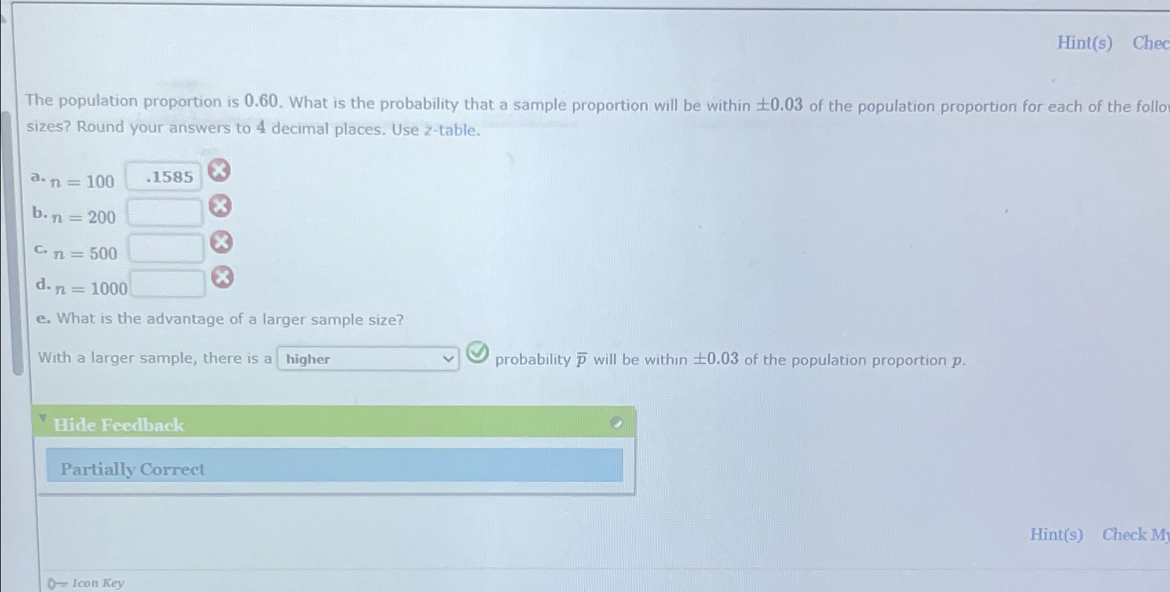 Solved The population proportion is 0.60. ﻿What is the | Chegg.com