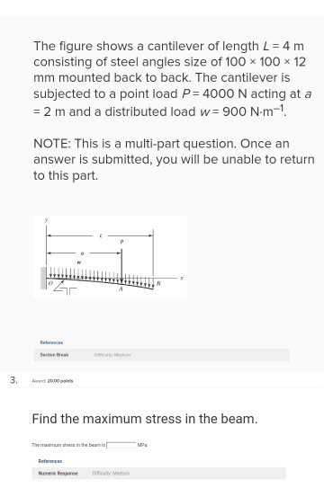 Solved The figure shows a cantilever of length L = 4 m | Chegg.com
