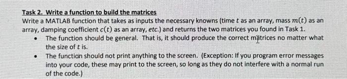 Solved Task 2. Write a function to build the matrices Write | Chegg.com