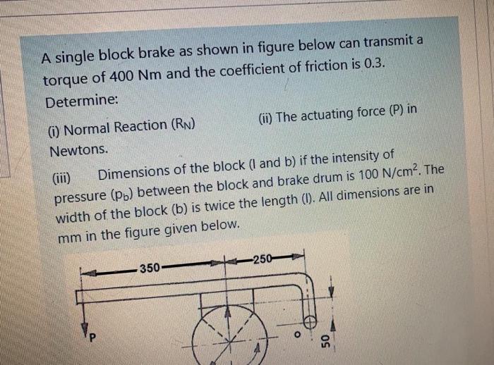 A single block brake as shown in figure below can | Chegg.com