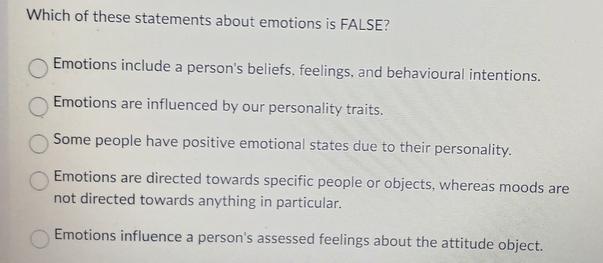 Solved Which of these statements about emotions is | Chegg.com