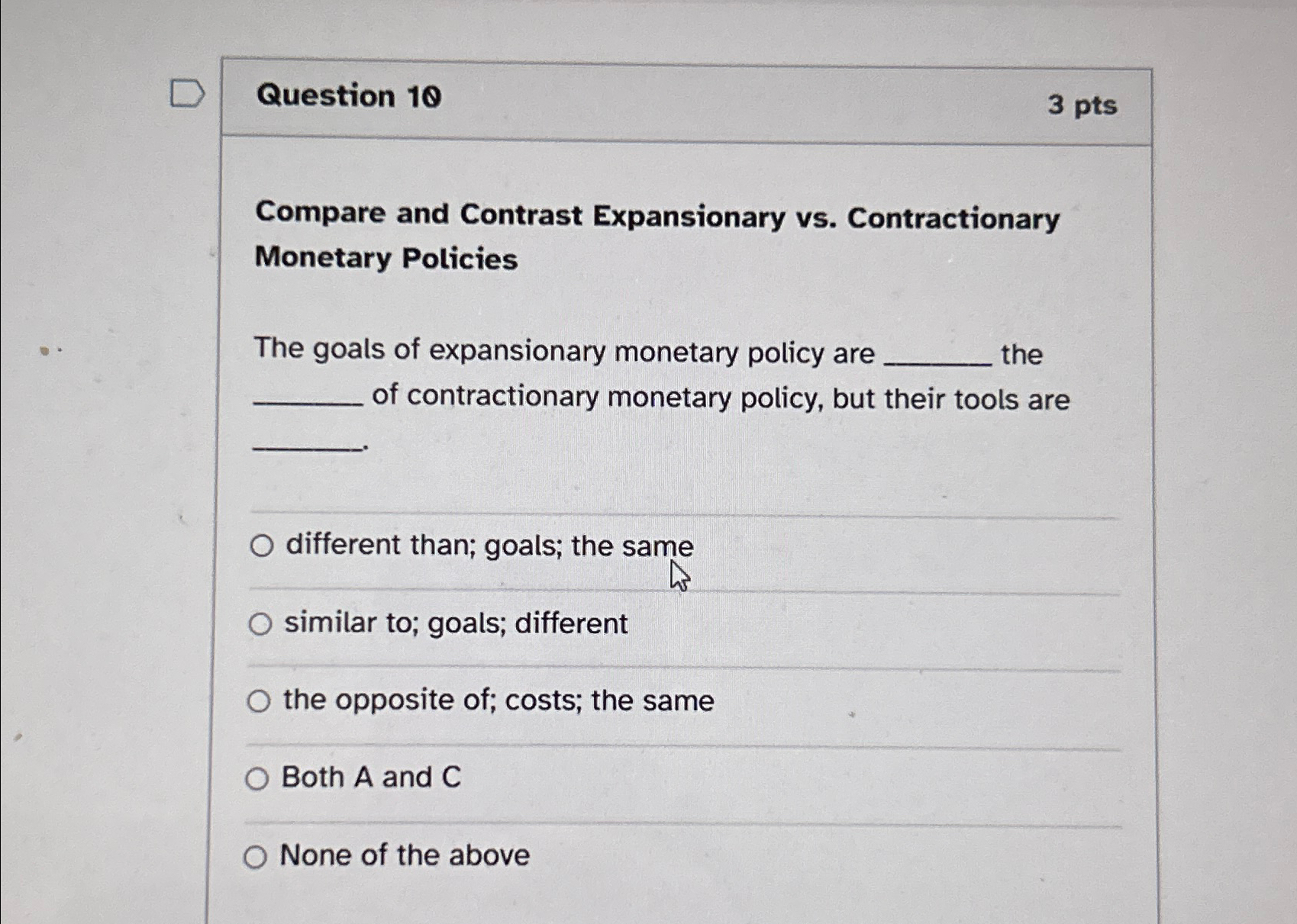 Solved Question 103ptsCompare and Contrast Expansionary vs. | Chegg.com